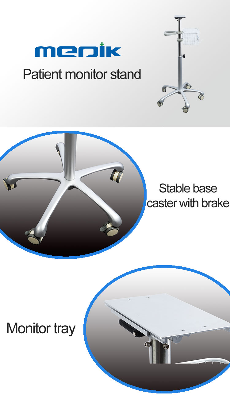 Patient Monitor Roll Stand With Basket