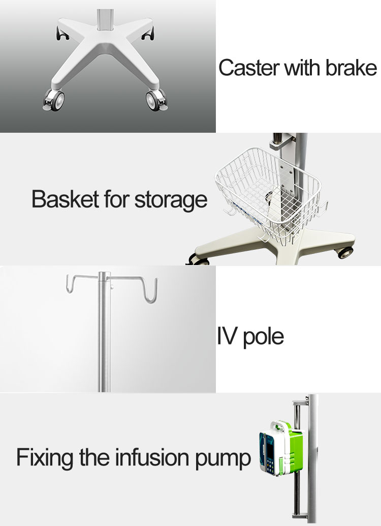 IV Infusion Pump Stands With Patient Monitor Tray